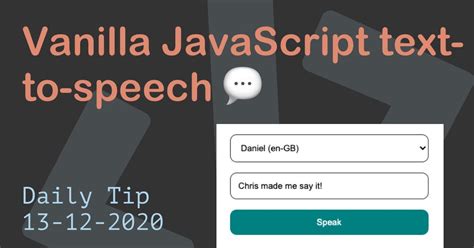 Vanilla Javascript Text To Speech Rlearnjavascript