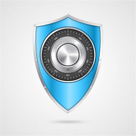 Protection Blue Shield With The Combination Lock Stock Vector