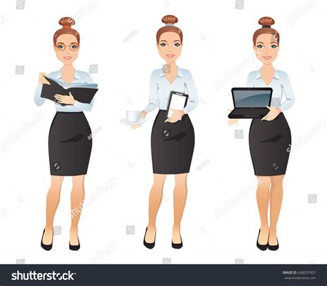 Set Professional Woman Assistant Dress Code Stock Vector Royalty Free