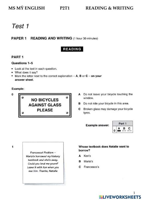 Pet1 Test1 Rw 3979878 Trần Thị Mỹ Live Worksheets