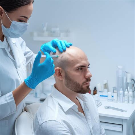 Alopecia Patient Undergoing Prp Scalp Injection For Hair Loss Treatment In A Medical Clinic