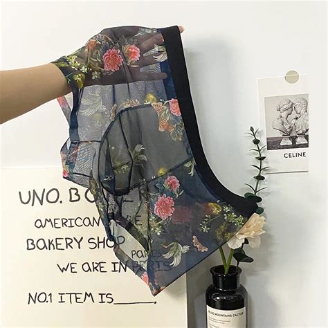 Men S Underwear Breathable Floral Printed Trunks Ultra Thin Mesh