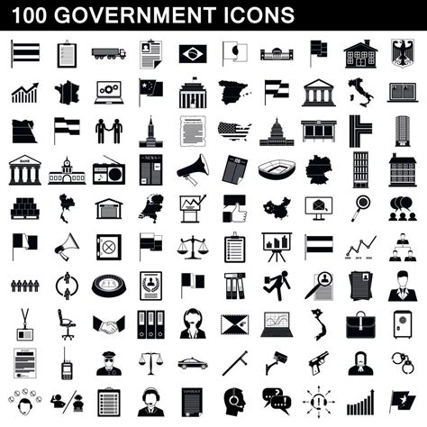 100 Government Icons Set Simple Style 8866478 Vector Art At Vecteezy