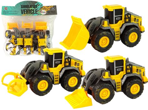 Set Of Construction Vehicles 3 Yellow Models Toys Cars Budowlane