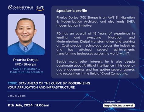 Meet Phurba Dorjee Aws Sr Migration And Modernization Architect Cognetiks Consulting Posted On