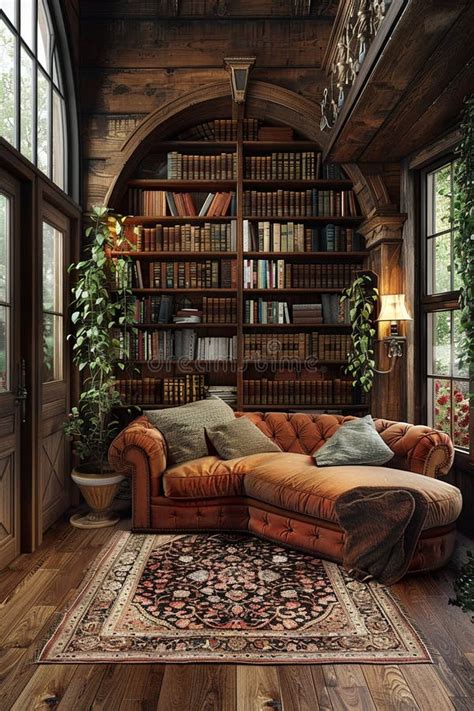 Secret Attic Reading Room Hidden Behind A Bookcase3d Render Stock Illustration Illustration Of