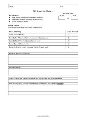 Ks4 Gcse Chemistry Aqa C1 3 Separating Mixtures Lesson Bundle