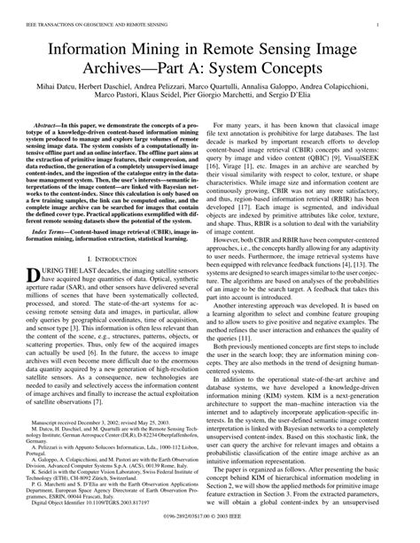Pdf Information Mining In Remote Sensing Image Archives System Concepts