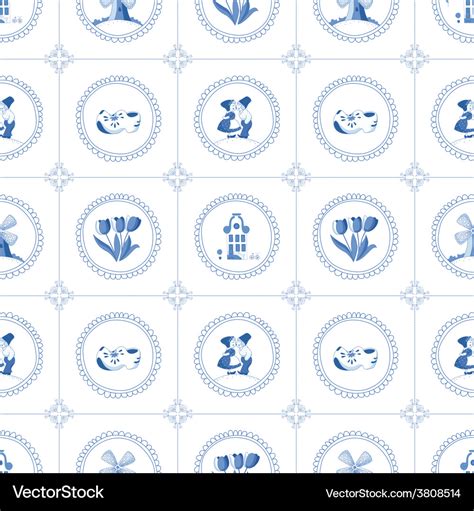 Delftware Dutch Pattern Royalty Free Vector Image