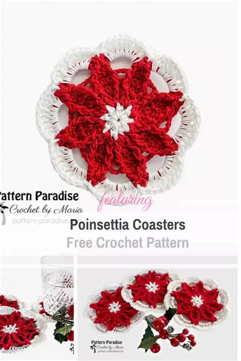 Free Crochet Pattern Poinsettia Coasters Artofit