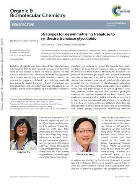 Pdf Cheminform Abstract Strategies For Desymmetrising Trehalose To Synthesise Trehalose