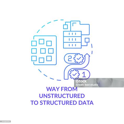 Way From Unstructured To Structured Data Blue Gradient Concept Icon Stock Illustration