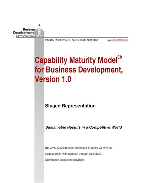 Pdf Capability Maturity Model® For Business Development Version 1 0 Dokumen Tips