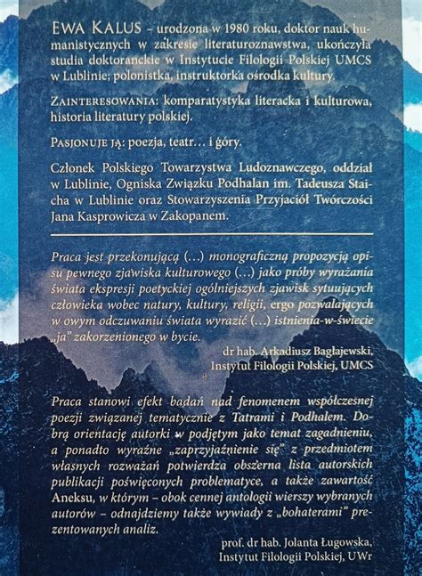 Ewa Kalus Skalne Olśnienia Współczesna Poezja Tatrzańsko Podhalańska