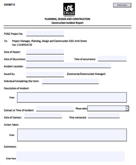 Construction Accident Report Template