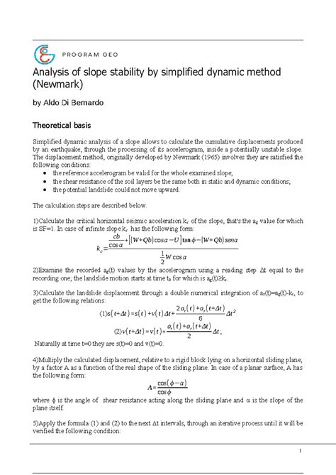Analysis Of Slope Stability By Simplified Dynamic Method 1 Analysis