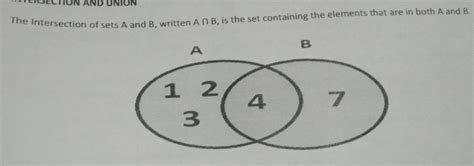 Solved RSECTION ANDUNION The Intersection Of Sets A And B Written A B Is The Set Containing