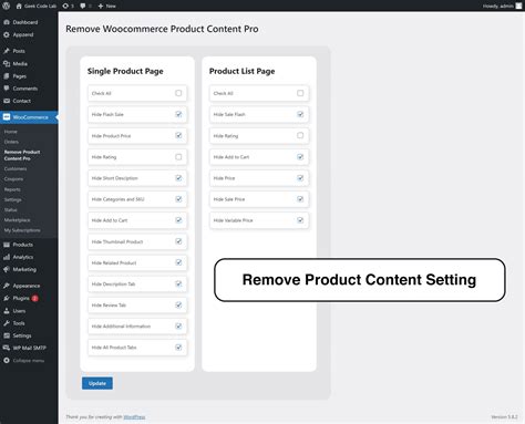 remove woocommerce product content pro geek code lab