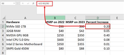 在microsoft Excel中计算百分比增幅的5种方法 Infoxiao
