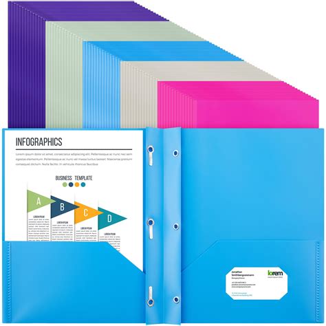 Plastic Folder Cholemy 72 Packs Pocket Heavy Barbados Folders With Prongs