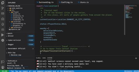 CyberCodeOnline Cyberpunk Text MMO RPG Built With React Js Typescript