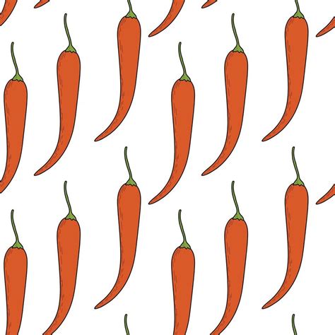 Hot Pepper Pattern With Chilli Pepper On A White Background Vegetable