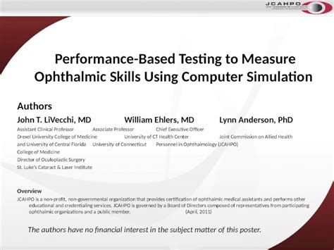 Ppt Performance Based Testing To Measure Ophthalmic Skills Using