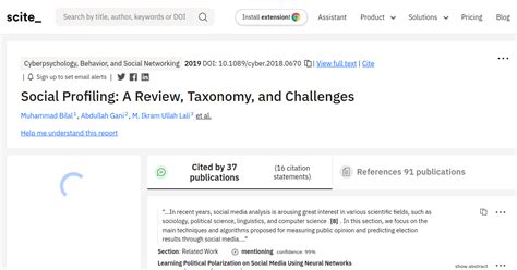 Citation Report Social Profiling A Review Taxonomy And Challenges