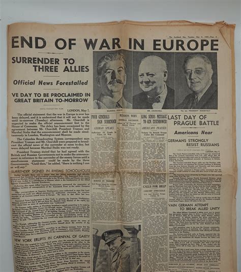 Historic Original World War Ii Newspaper The Auckland Star Tuesday