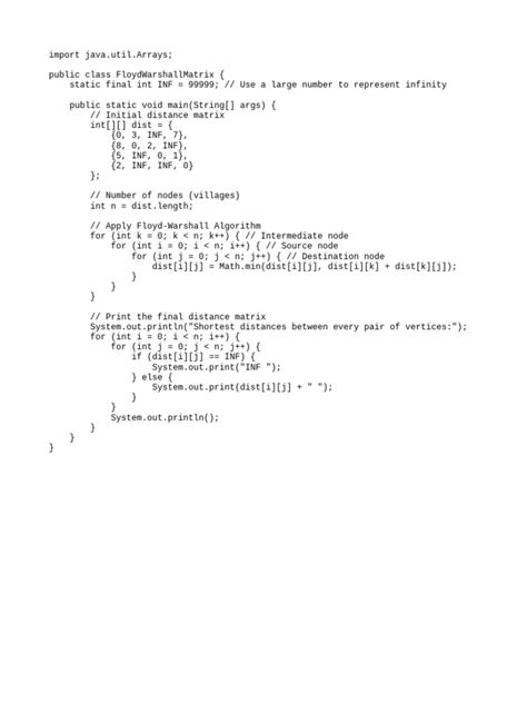 Floyd Warshall Algorithm In Java Pdf