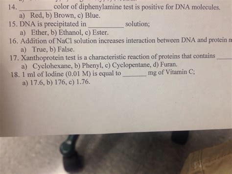 Solved Color Of Diphenylamine Test Is Positive For Dna