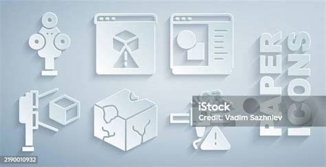 아이소 메트릭 큐브 3d 프린터 소프트웨어 스캐너 포함 경고 및 아이콘을 설정합니다 벡터 0명에 대한 스톡 벡터 아트 및 기타 이미지 Istock