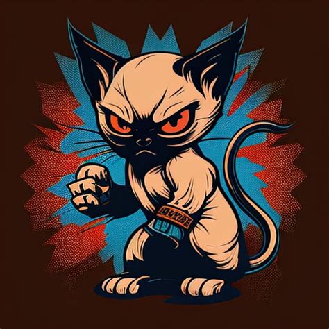 Una Ilustración Vectorial De Un Logotipo De Gato Siamés Enojado Vector Premium