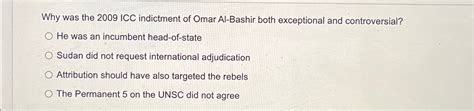 Solved Why Was The 2009 ﻿icc Indictment Of Omar Al Bashir