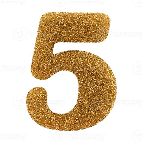 Golden Glitter 3d Number 5 46646875 Png