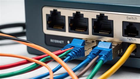 Close Up Of Network Cables Connected To A Router And Interface Panel Premium Ai Generated Image