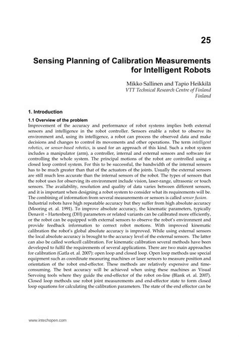 Pdf Sensing Planning Of Calibration Measurements For · Sensing Planning Of Calibration