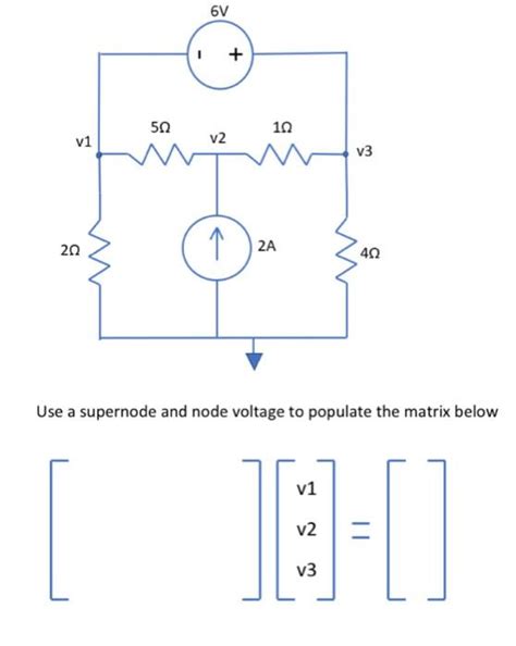 Solved 6v 50 10 V1 V2 V3 20 2a 402 Use A Supernode And