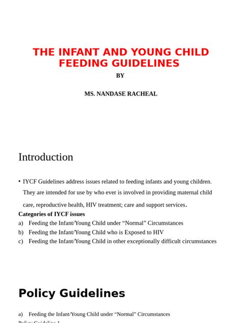 Lesson 7 Iycf Guidelines Pdf Breastfeeding Malnutrition