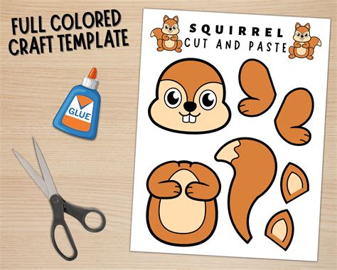 Printable Squirrel Craft Template Forest Animal Craft Fall