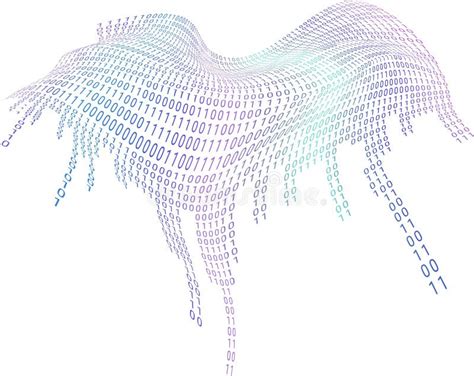 Abstract Curved Binary Wave On White Background For Design On Technological Theme Stock