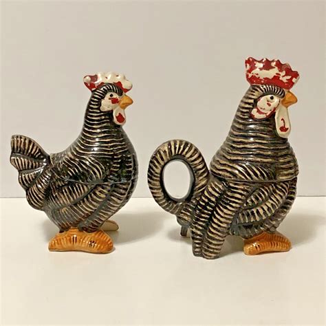 Vintage Relco Chicken Creamer Sugar Bowl And Salt And Pepper Shakers
