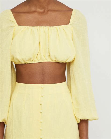 Yellow Long Sleeve Crop Tops Gold And Black Baroque Print Recycled