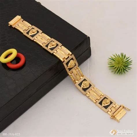 Lion Face Cube With Diamond Best Quality Gold Plated Bracelet Style A025 At ₹ 225000 गोल्ड