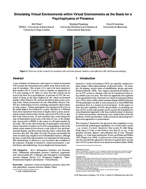 Pdf Simulating Virtual Environments Within Virtual Environments As The Basis For A