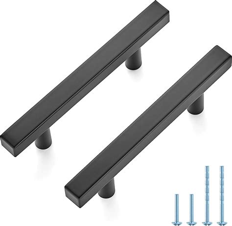 Joy Decor 10 Pack 3 Inch Matte Black Square Cabinet Handles Stainless