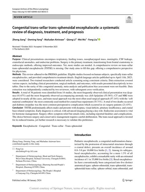 Pdf Congenital Trans Sellar Trans Sphenoidal Encephalocele A Systematic Review Of Diagnosis