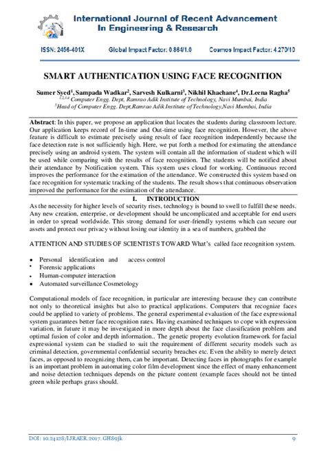 pdf smart authentication using face recognition