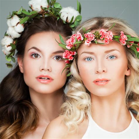 Nice Blonde Woman And Beautiful Brunette Model Stock Image Image Of