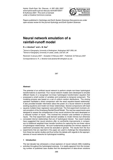 (PDF) Neural network emulation of a rainfall-runoff model